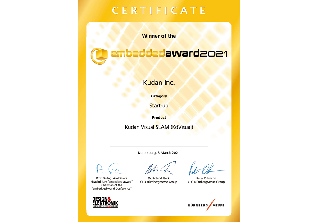 Kudan Visual SLAM wins the prestigious embedded award in Start-up ...
